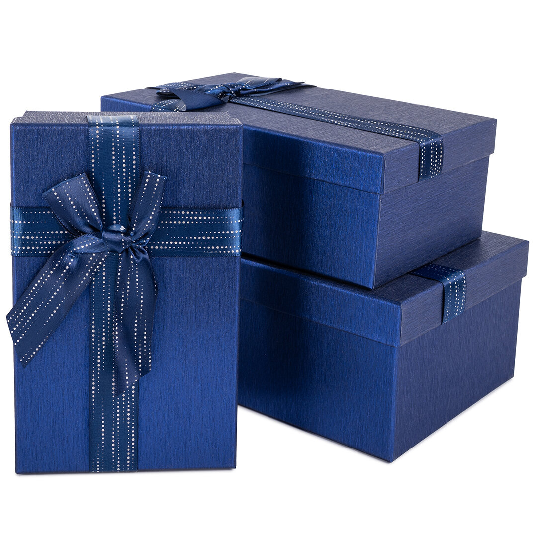 Набор коробок подарочных Дон Баллон Чудесный подарок, темно-синий, 23х16х9,5 см, 3 шт