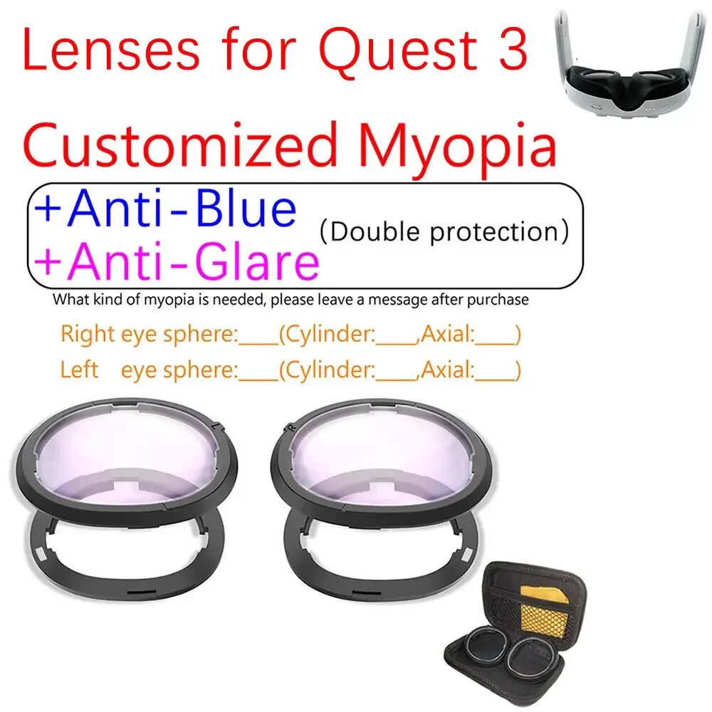 Линзы для VR очков CMOTPETB по рецепту orQuest 3 Anti-Glare