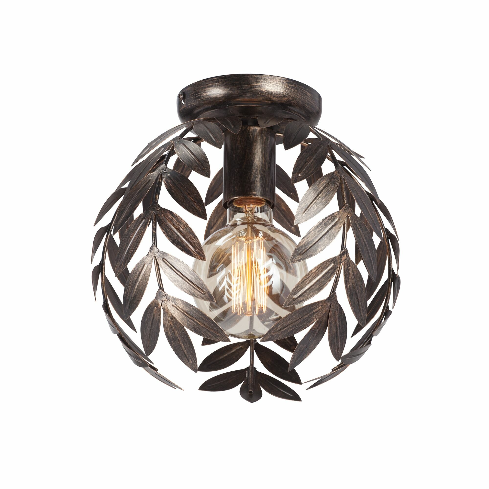 Люстра потолочная Vitaluce V1869-7/1PL, 1 лампа, E27 макс. 40Вт, 3 м2, цвет чёрный с бронзой.