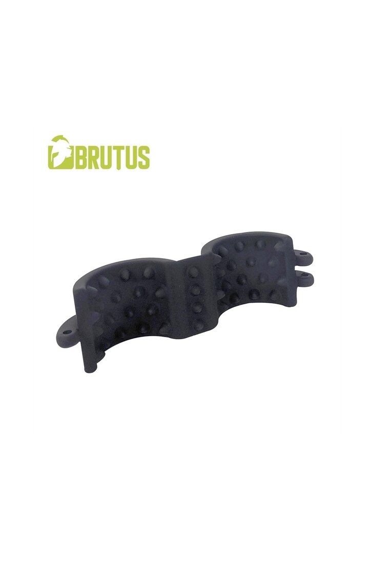 Кольцо на мошонку с замком Brutus Cruncher Silicone Lockable Spiked Ball Stretcher, черное