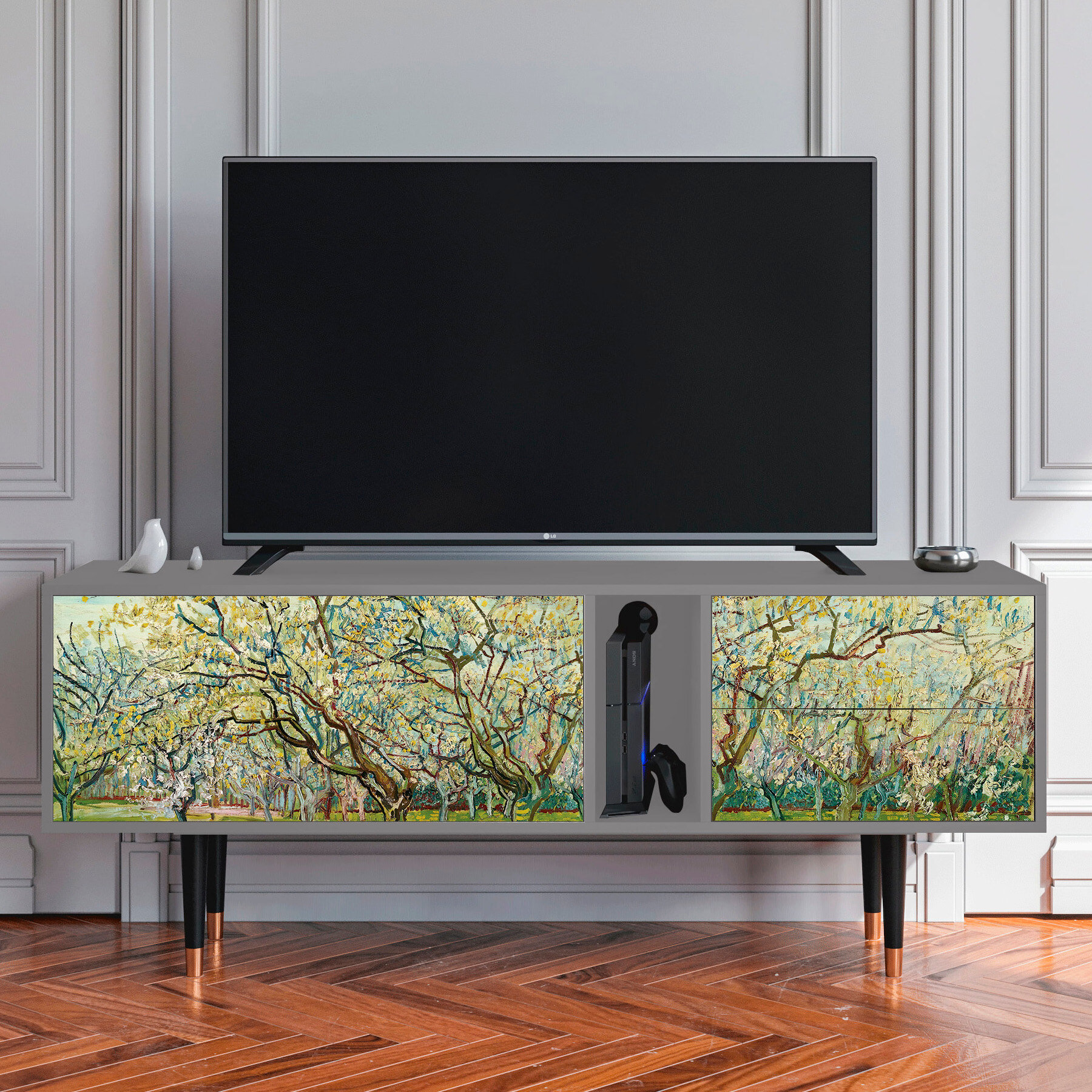 ТВ-Тумба - STORYZ - T1 The White Orchard by Van Gogh, Размер - 170 x 69 x 48 см, Цвет корпуса - , Серый