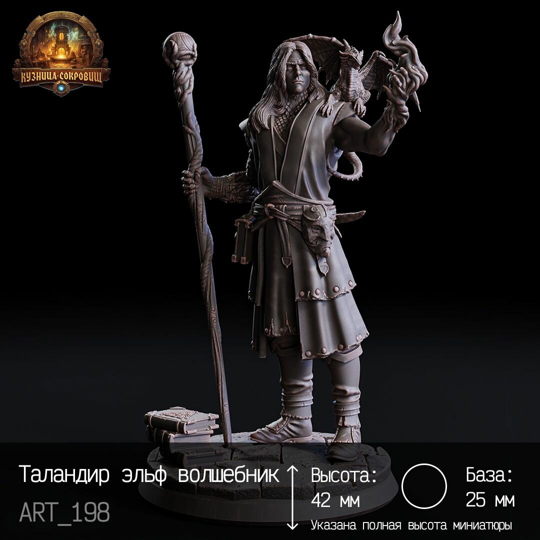Миниатюра Таландир эльф волшебник ДнД / Вархаммер