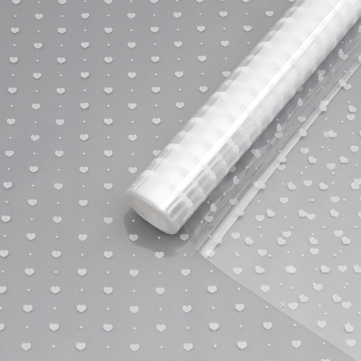 Пленка упаковочная для цветов и подарков 'Мелкие сердечки', белый рисунок, 70 см*7,7 м, Айрис