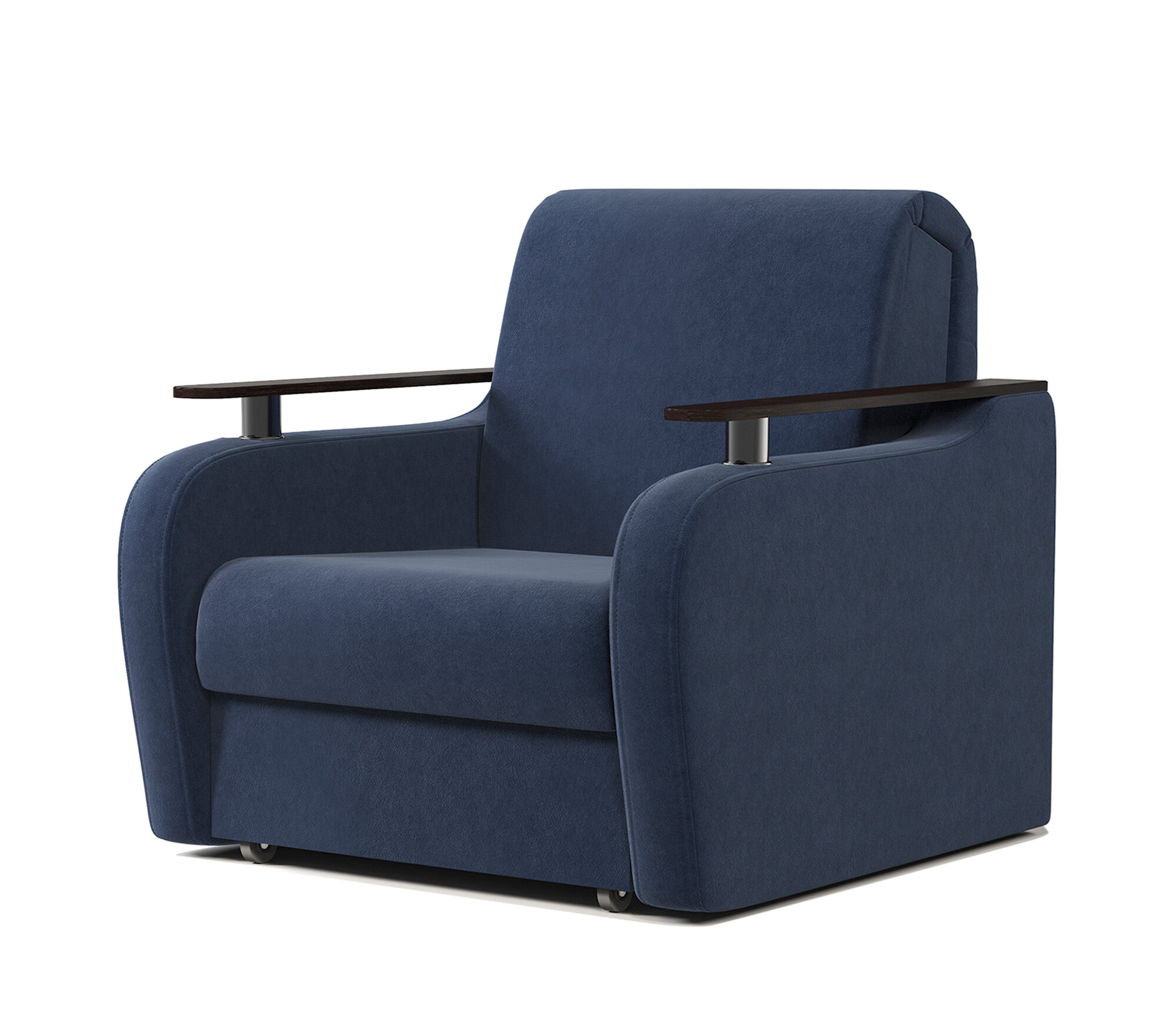 Кресло-кровать Шарм-Дизайн Гранд Д 90х194 см, аккордеон, раскладное кресло, с ящиком для белья, велюр Ультра миднайт