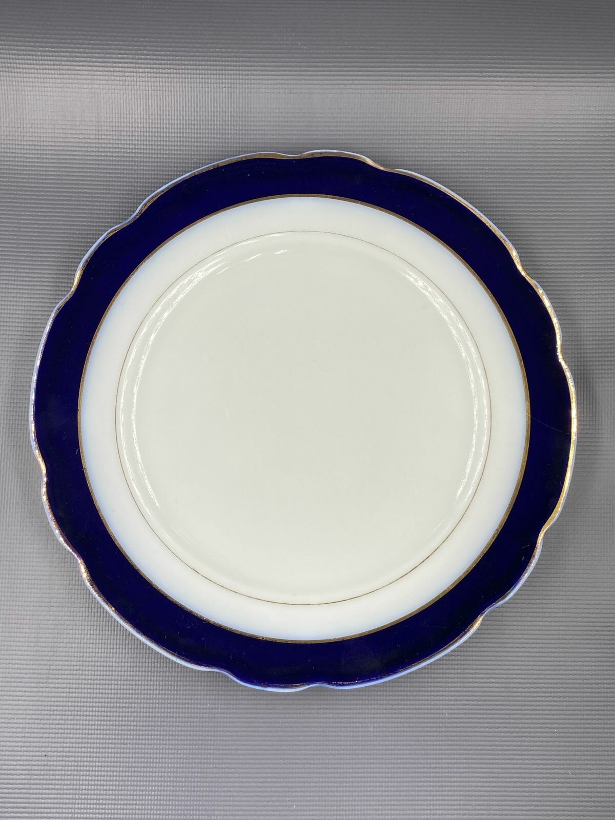 Блюдо - Фарфоровая Тарелка Позолота, Кобальт, Кузнецов Царская Россия, диаметр 25 см