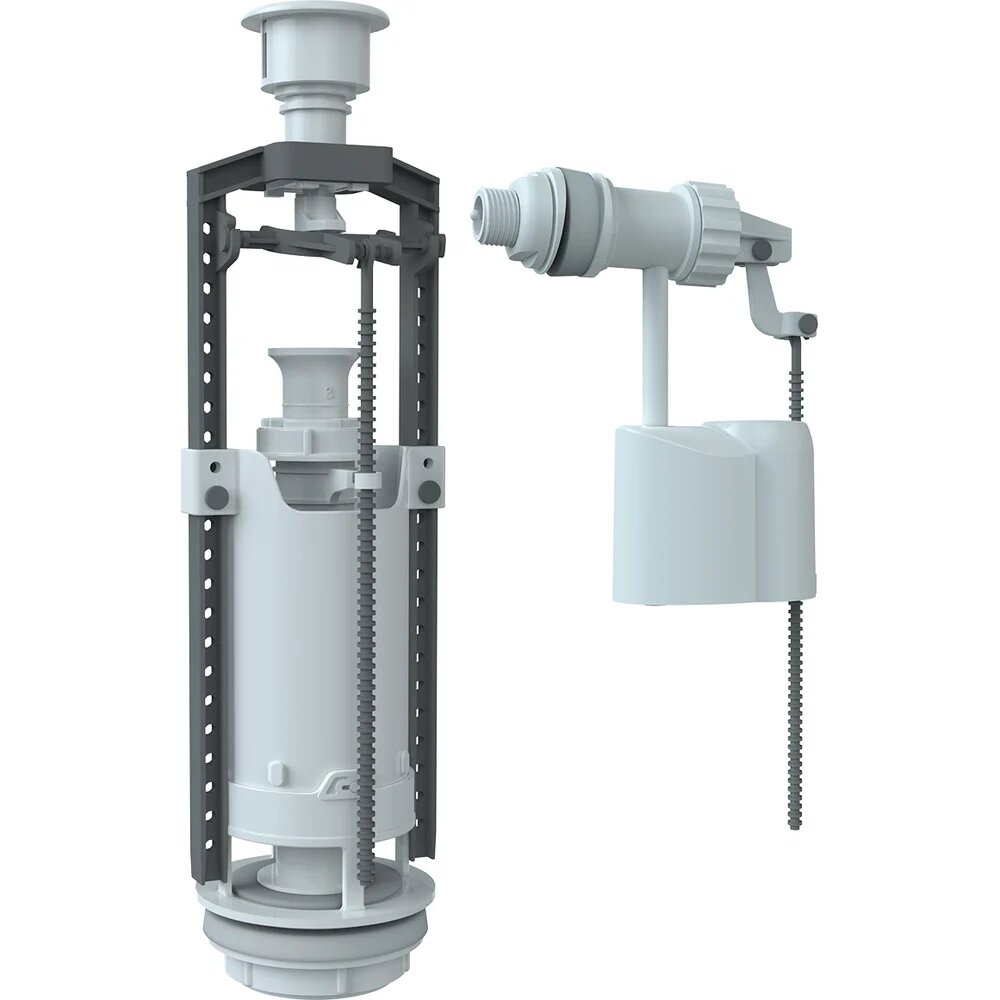 Unicorn Комплект арматуры клапан спускной и наполнительный с боковой подводкой (кнопка белая) SM-B/W