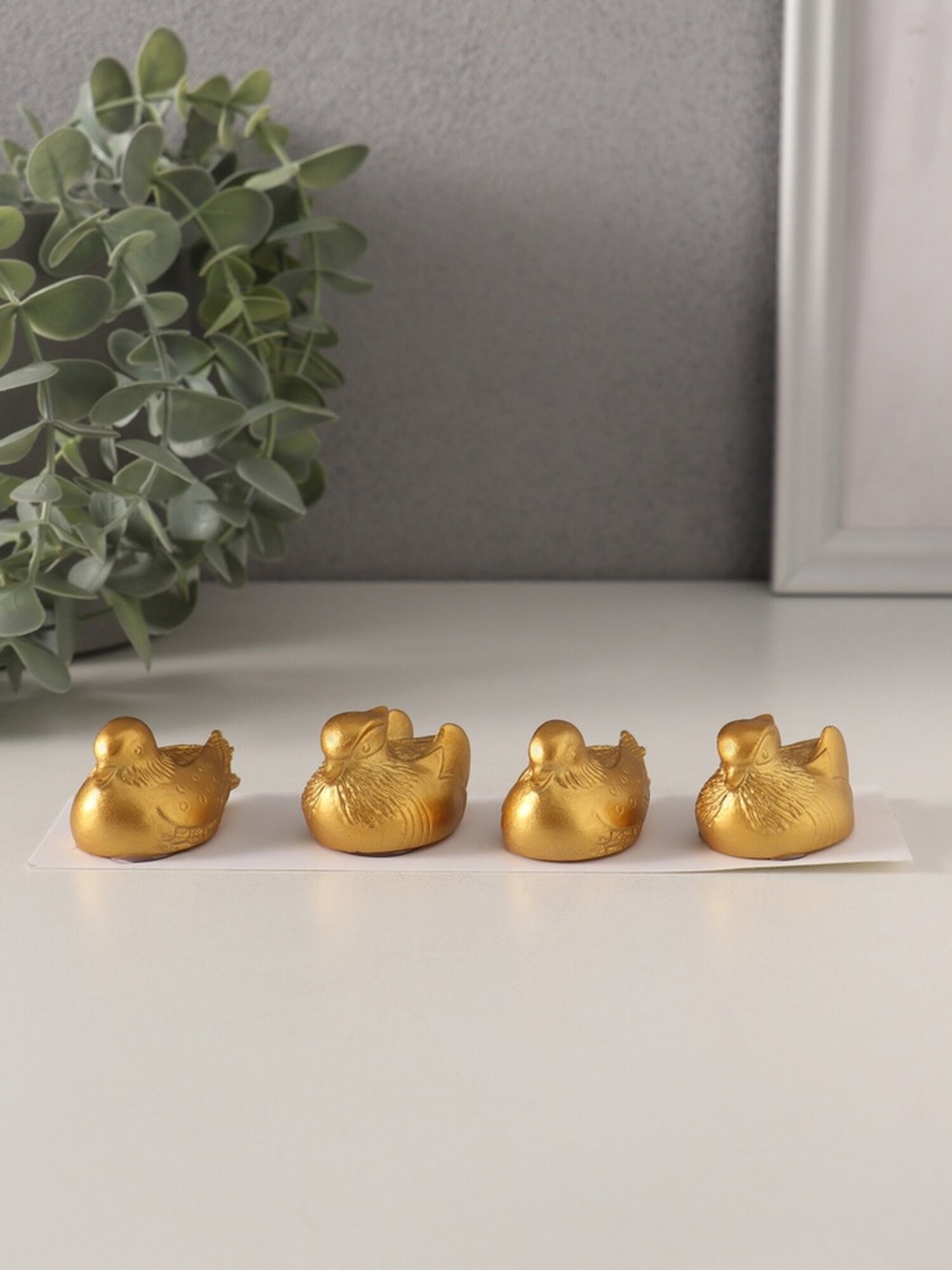 Набор фигурок полистоун «Уточки-мандаринки», 4 шт, золото, 4.8×3×2.8 см