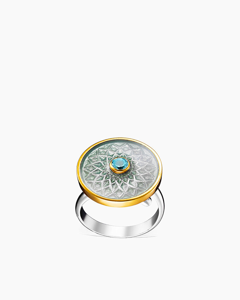 Кольцо, серебро, 925 проба, топаз