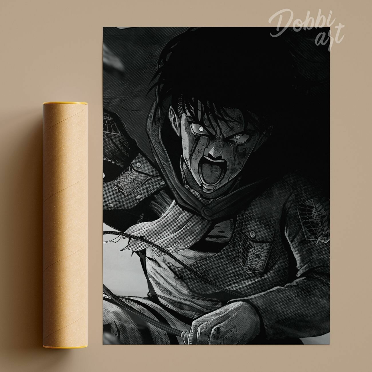 Постер Атака Титанов 30х40 см без рамы/ Attack on Titan, Леви/ Плакат по аниме, для интерьера, в подарок