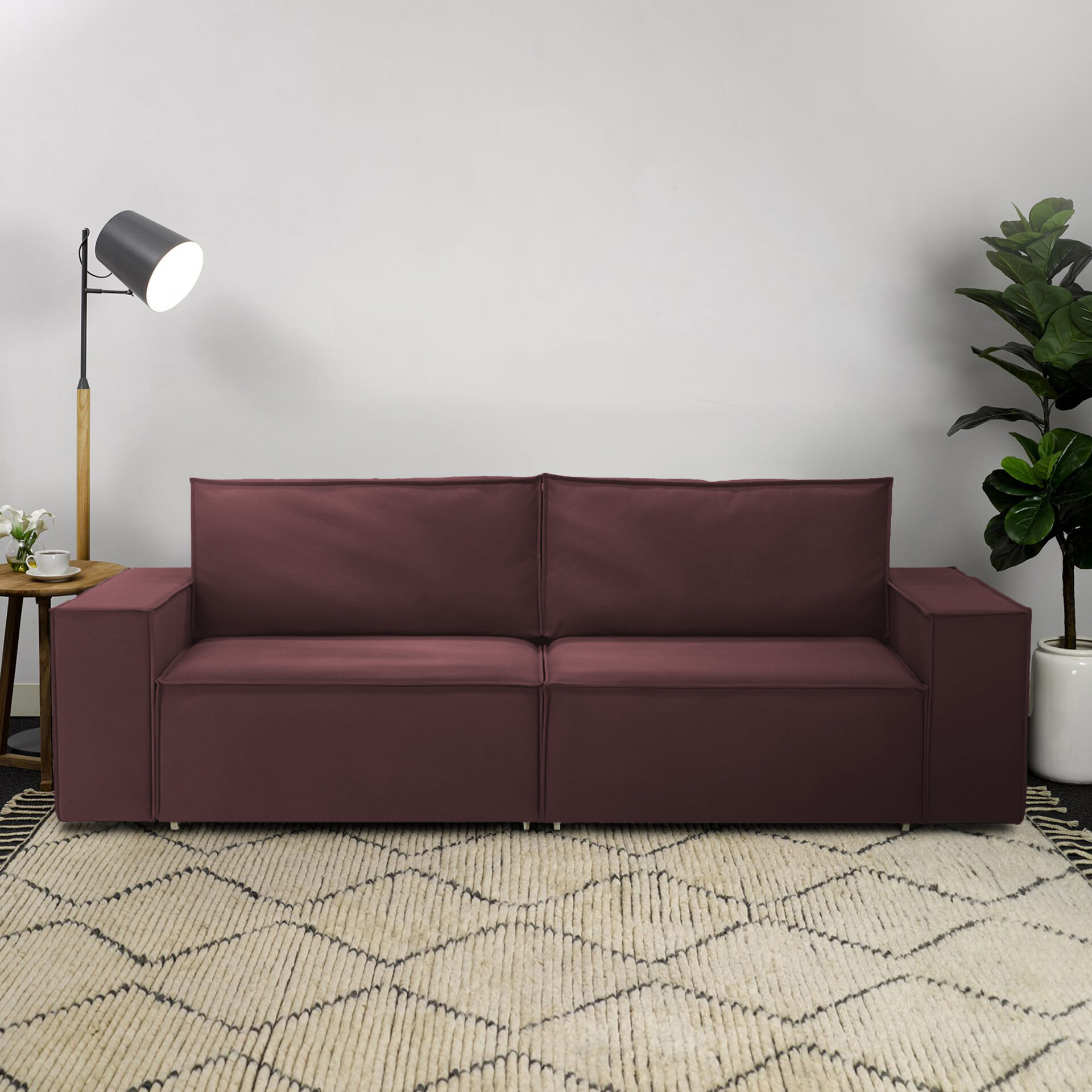 Диван Софт 2 Velutto 15 NOW 240x94x80 см, бордовый Велютто, еврокнижка Фиеста