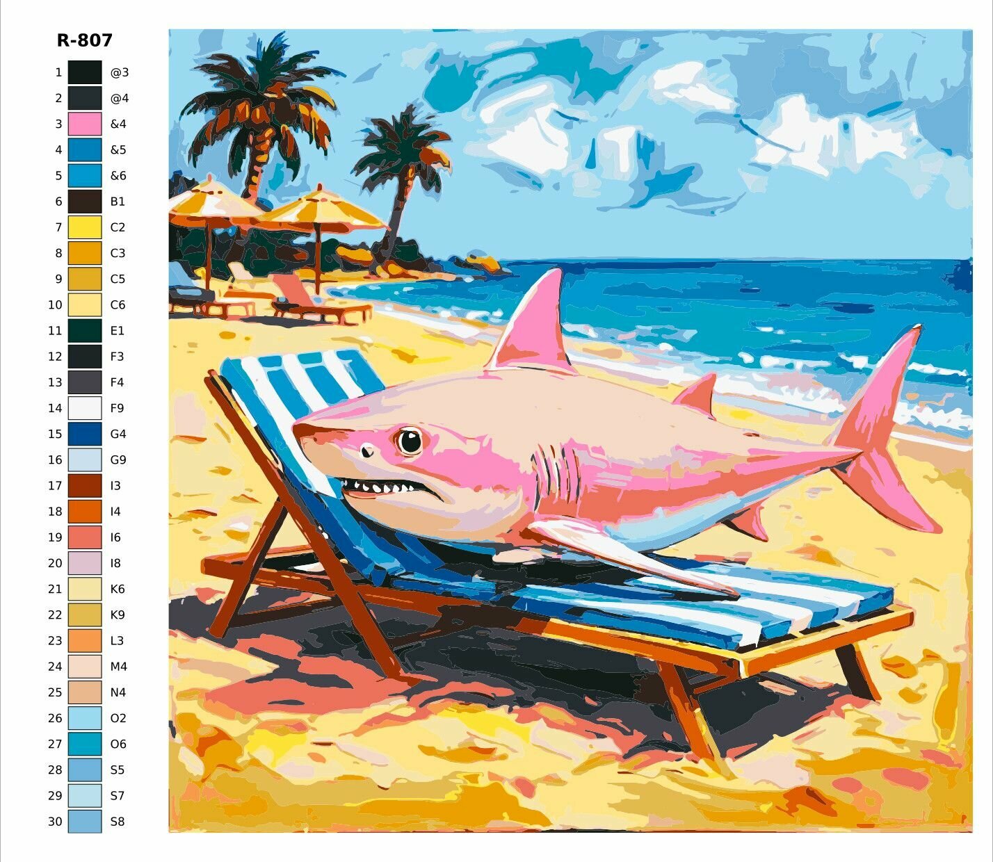 Картина по номерам R-807 "Акула на лежаке" 70x70
