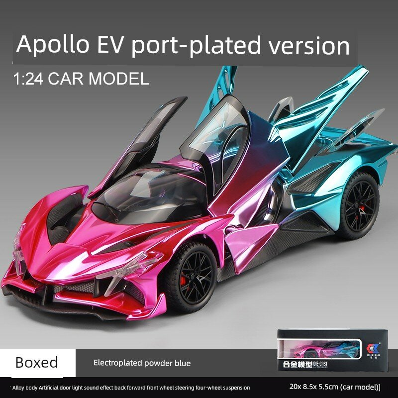 Модель автомобиля 1:24 Apollo Sun God EVO из сплава, розово-голубая отделка, коллекционная игрушка для мальчиков