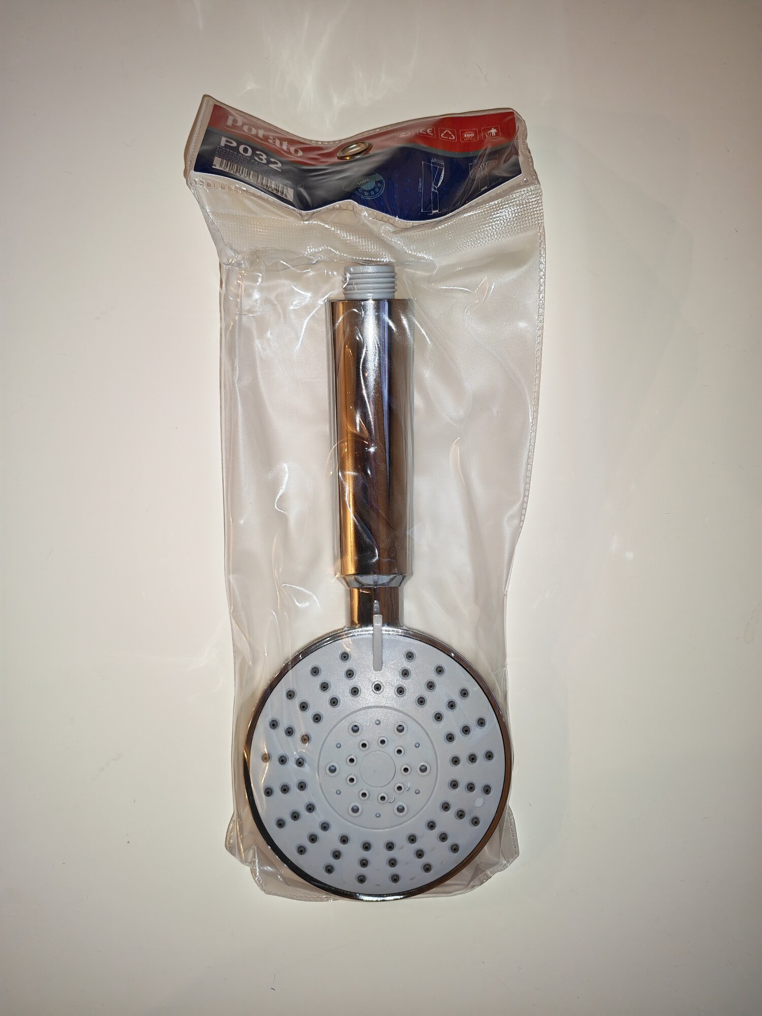 Лейка душевая Potato P032, округлая, хромированная, три режима