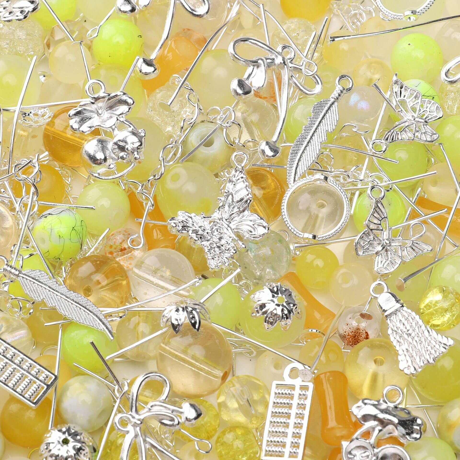 Смешанные цветные стеклянные бусины, аксессуары из сплава, золотые и серебряные смешанные материалы, набор бусин, ручная работа, DIY браслет, ожерелье, подвеска