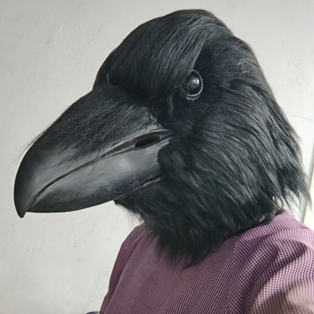 Реалистичная маска ворона с реалистичными черными перьями, реквизит для вечеринок на Хэллоуин и Рождество
