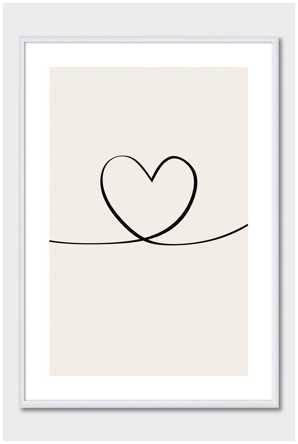 Постер на стену для интерьера Postermarkt Сердце рисунок линиями, в белой рамке 40х50 см