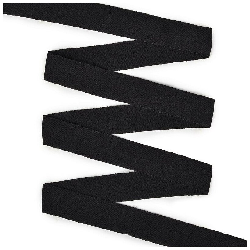 Резинка окантовочная трикотажная (бейка эластичная) матовая шир.20мм цв. черный упак. 50 м.