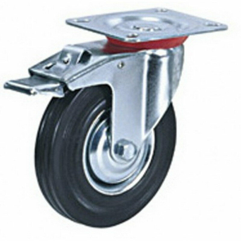 Колесо для тележки SCb 160, повор, литая резина, тормоз, 160мм, 372521