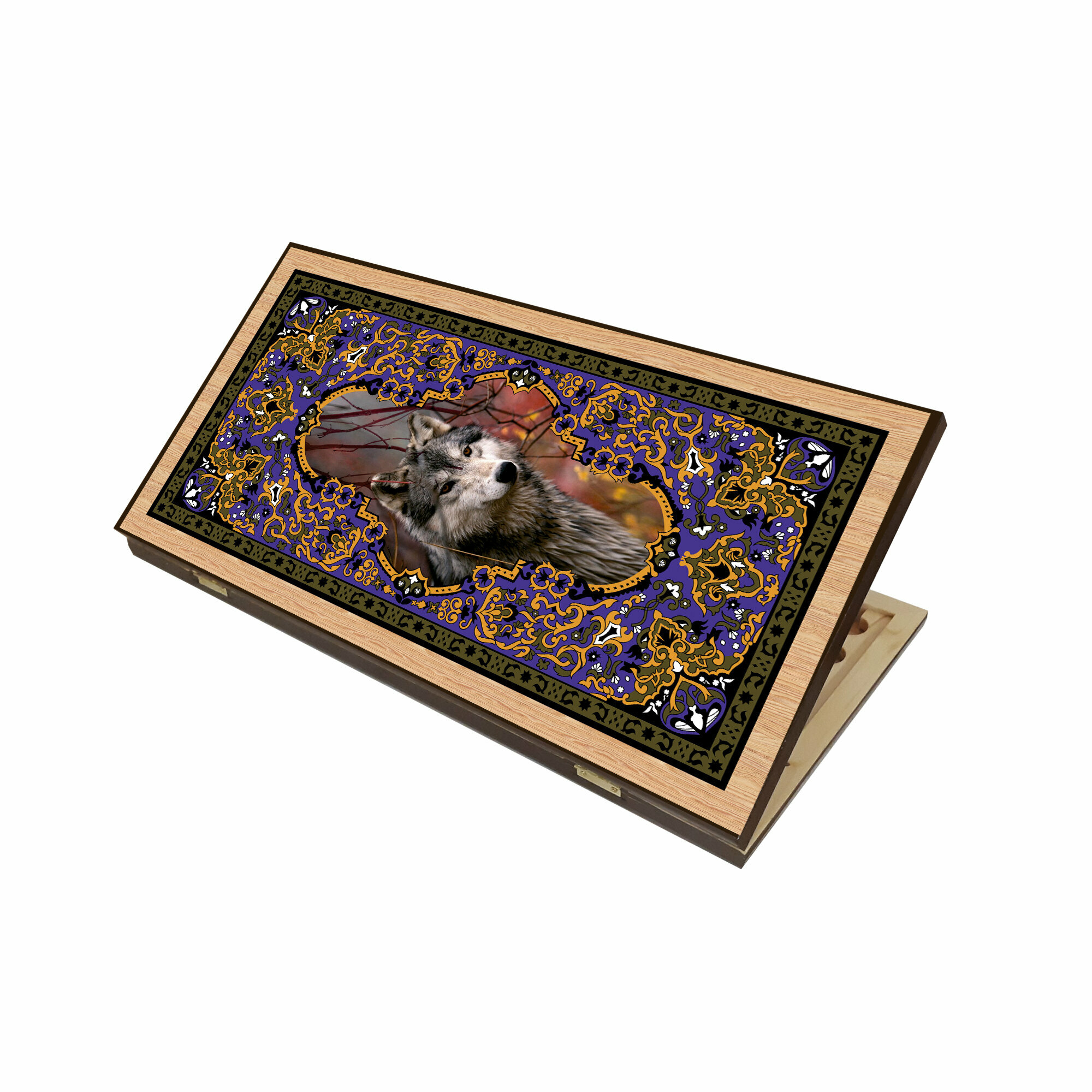 Подарочные нарды и шашки Серый волк