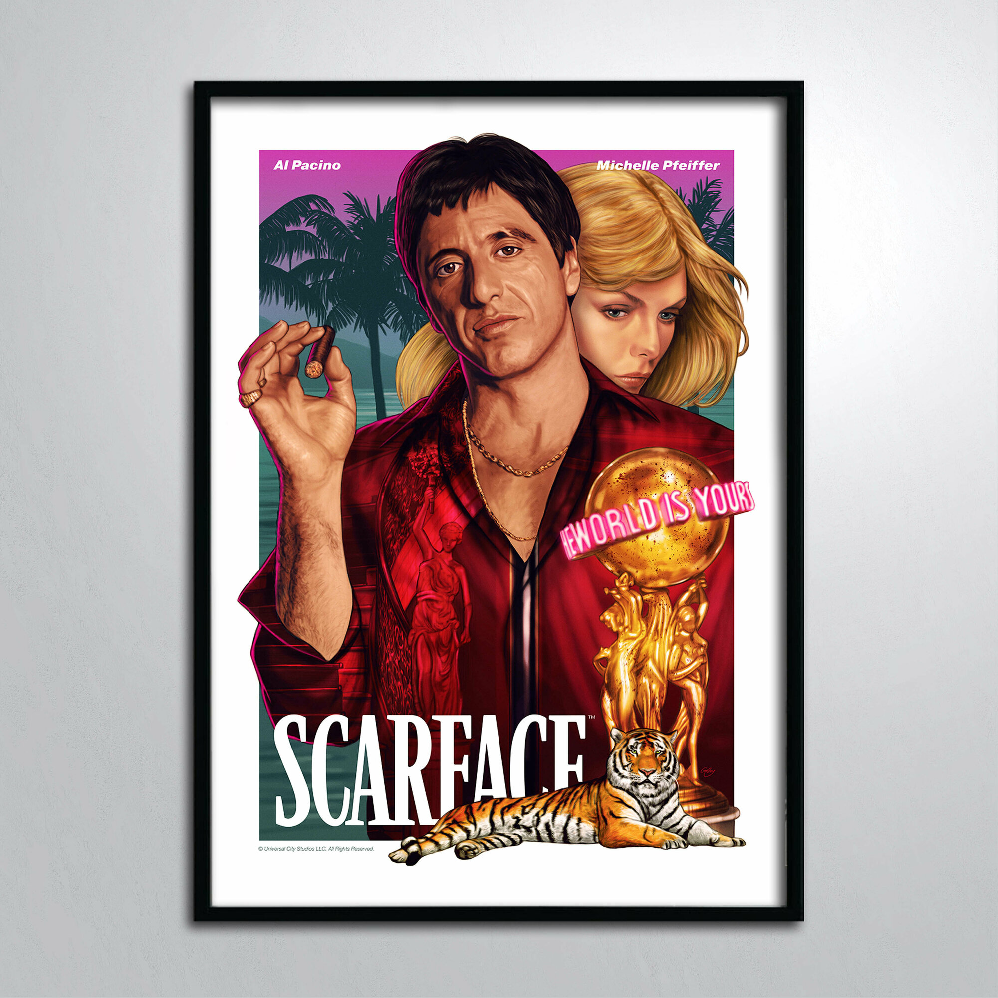 Постер без рамы/Лицо со шрамом Аль Пачино Тони Монтана Арт Тигр Scarface (А2/420х594)