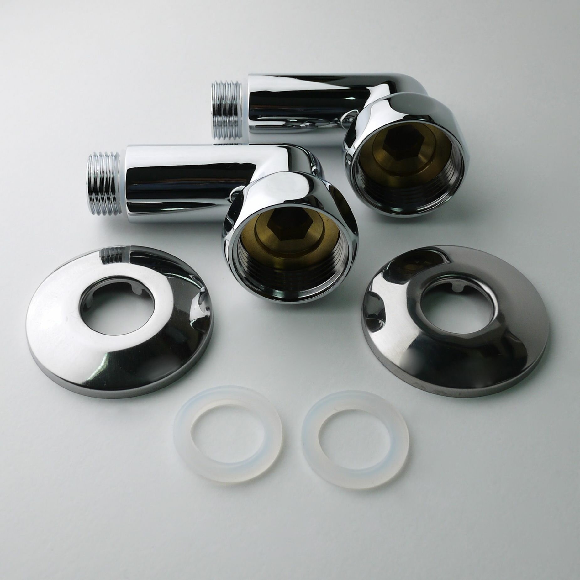 Соединитель американка угловой для полотенцесушителя хром 1" x 1/2" внутренняя / наружная (Латунь)