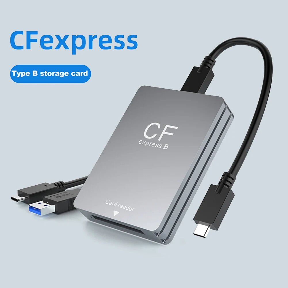 2 в 1 CFexpress Type A&SD Card Reader Портативный CF Express Reader USB 3.2 10 Гбит/с с двумя слотами и кабелем USB C-USB C/A для SLR