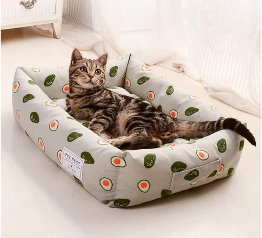 Лежанка для кошки и собаки , текстиль, съемный чехол, цвет серый 50х40 см