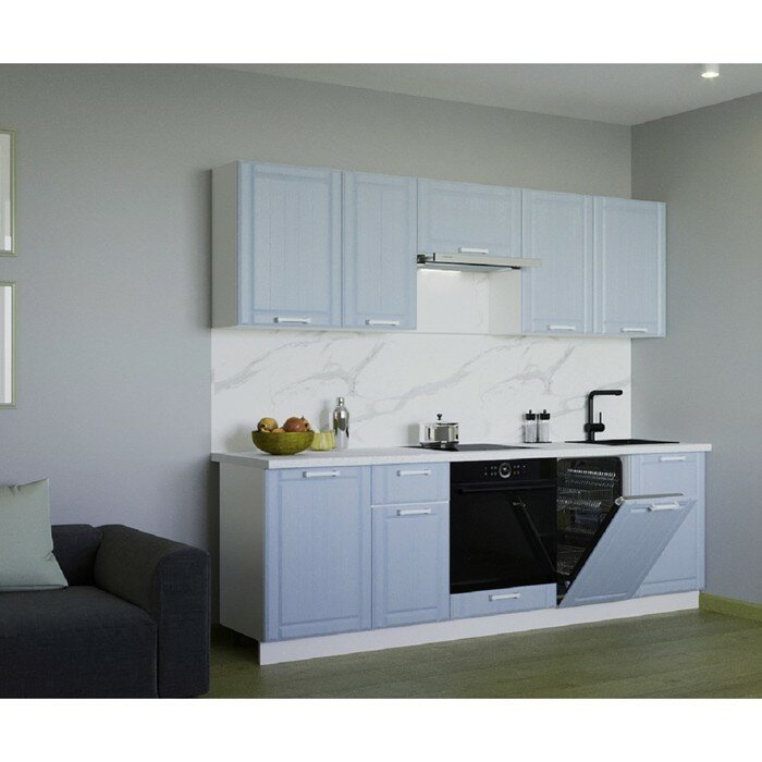 Кухонный гарнитур прямой «Прованс 19», с столешницей, 2450 мм, цвет роял вуд голубой