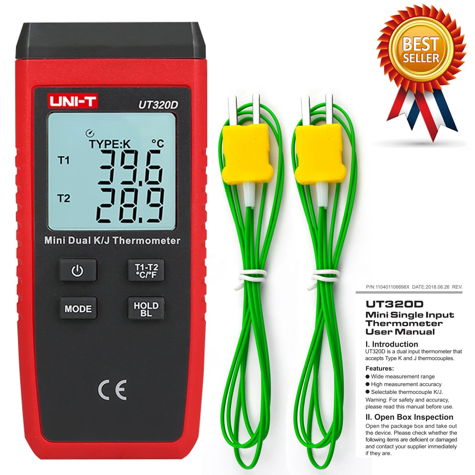 UNI-T UT320D Двухканальный термометр контактного типа