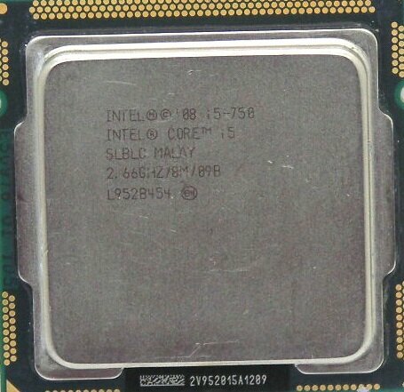 Процессор Intel Core i5-750 2.66, 3.2, Ghz, Socket 1156/8Mb/4x Core, SLBLC Malay без видеоядра