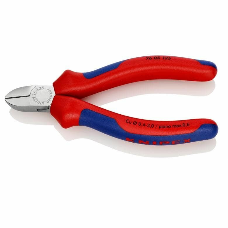Бокорезы KNIPEX, 76 05 125, для электроники, прецизионный рез, красно-синие