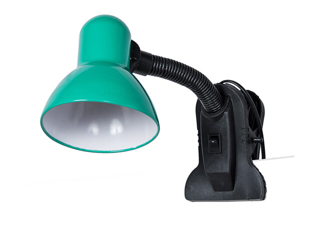 Лампа настольная на прищепке зеленого цвета, E27, мощность 1x40Вт, напряжение 108В