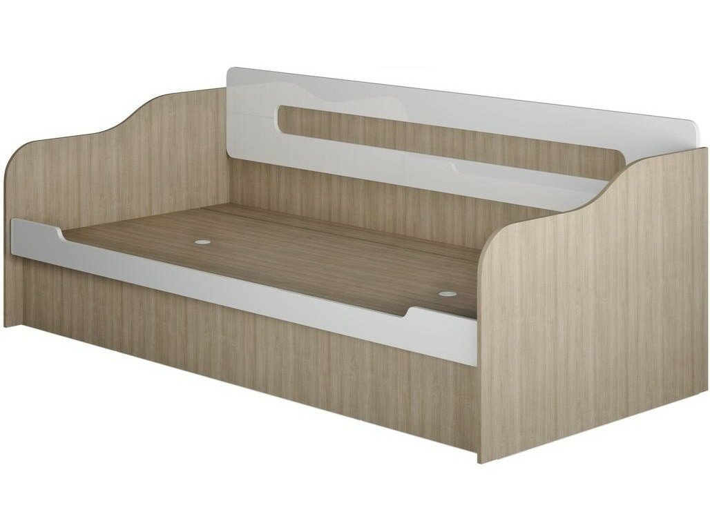 Кровать-диван Палермо-3_Ю с подъемным механизмом 90х200 (Ясень шимо светлый / Белый глянец)