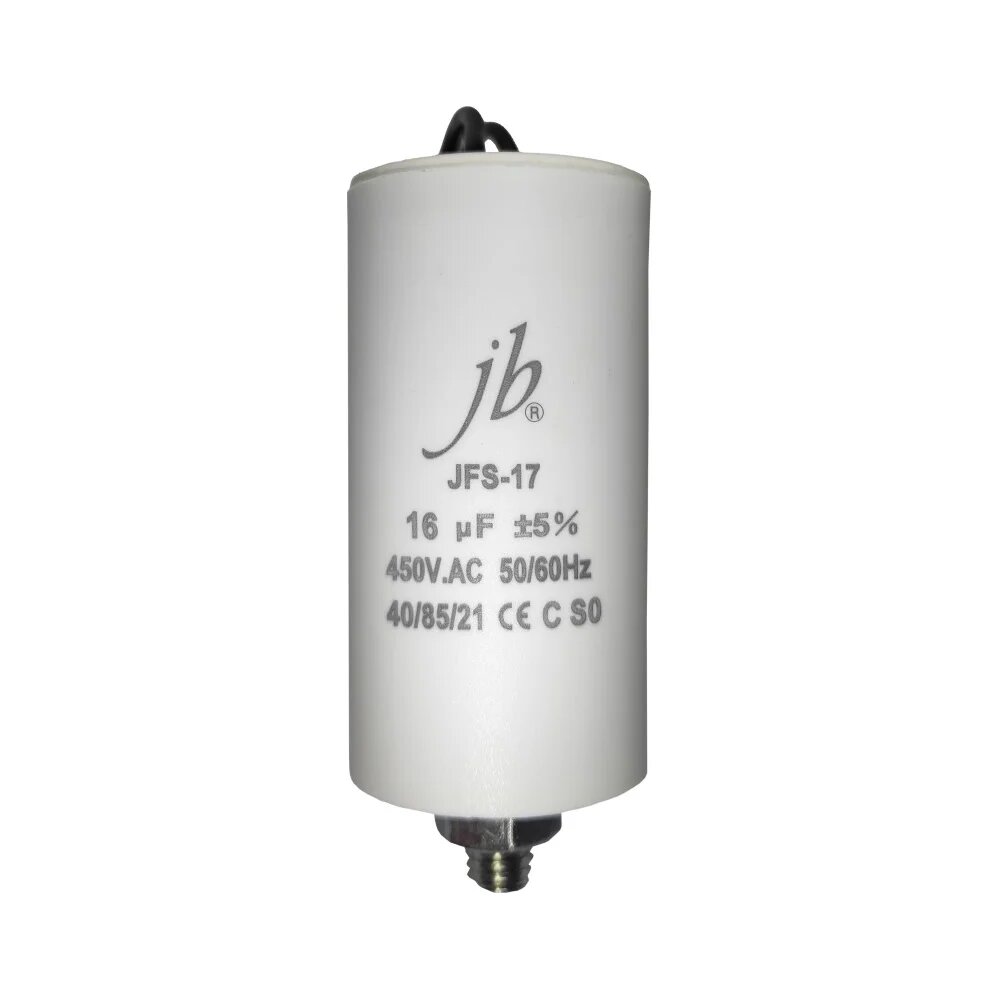 Конденсатор пусковой JB Capacitors 16 мкФ, 450 В, 40x75, JFS-17 (CBB60-G) (гибкие выводы+болт), JFS17A6166J000000B-101