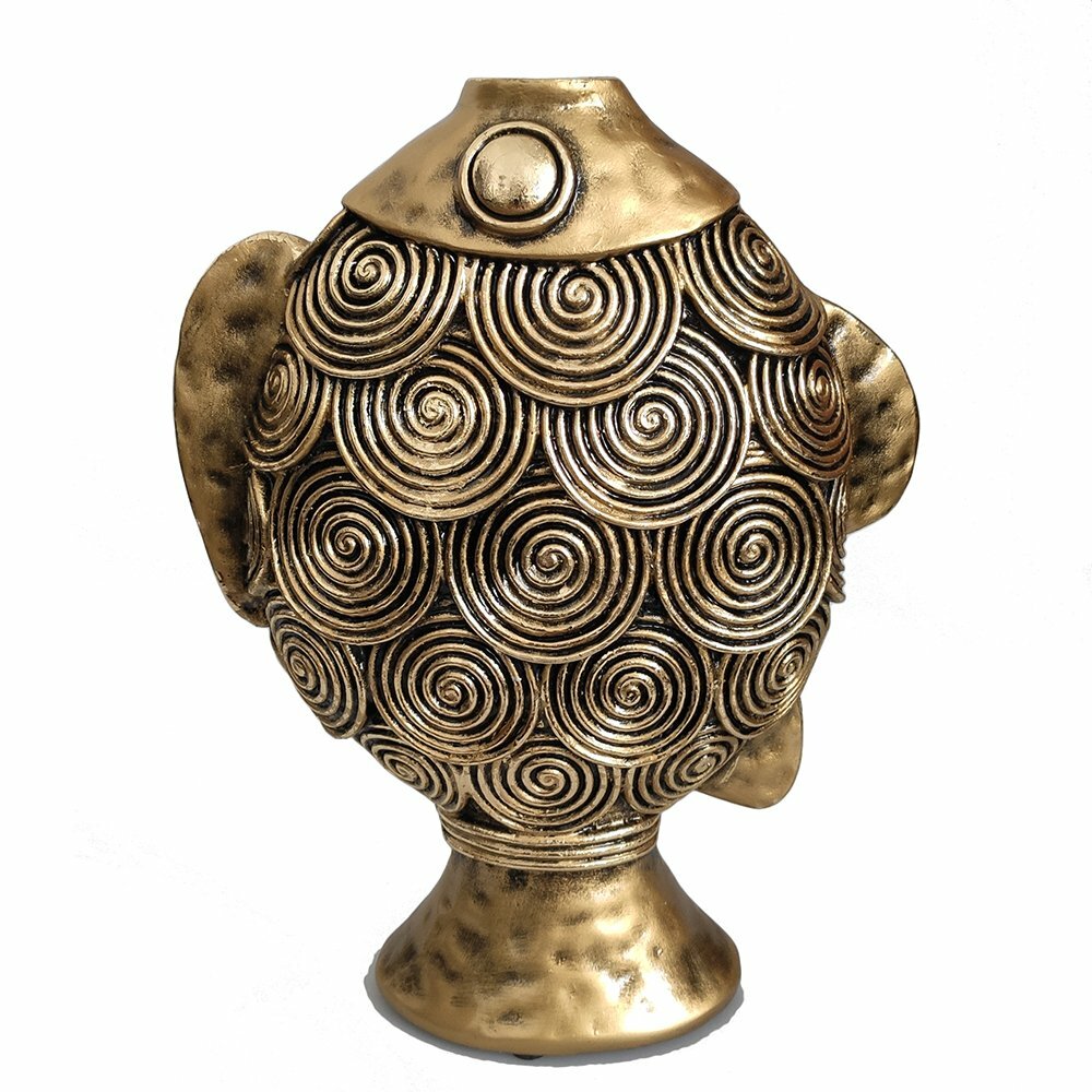 Изделие декоративное Ваза рыбка круглая цв. золото KSMR-718517/I171