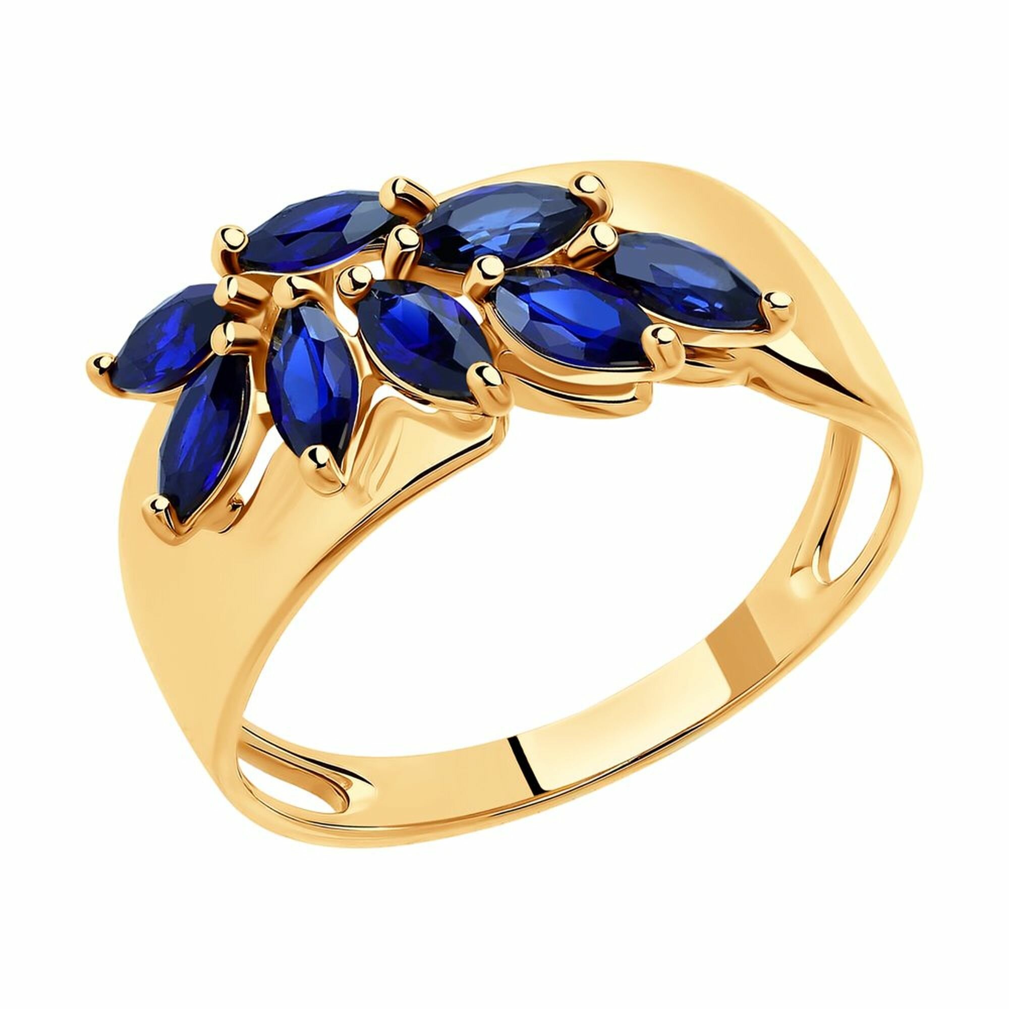 Кольцо, красное золото, 585 проба, корунд