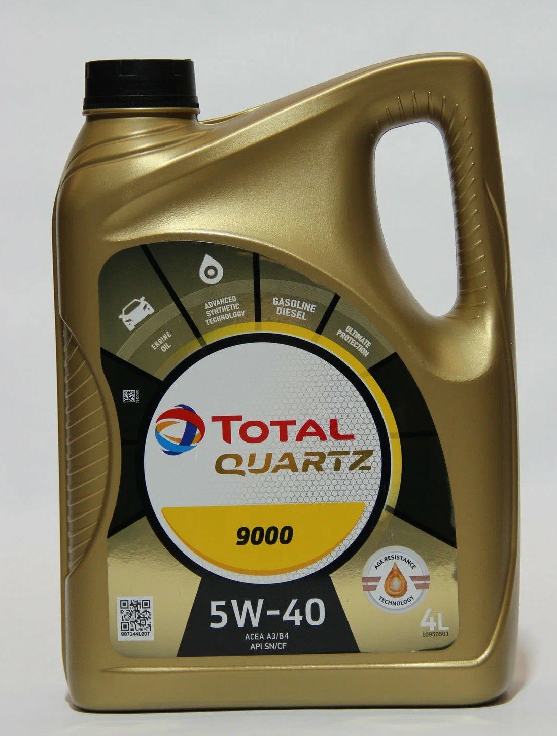 Масло моторное Total Quartz 9000 синтетическое, 5w40, ACEA: А3/B4, 4л.