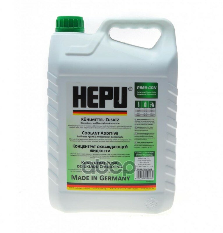 Антифриз зелёный P999-GRN-005 концентрат 5L MB 325.0(2) Opel 1940 656 Ford 1 Hepu арт. P999GRN005