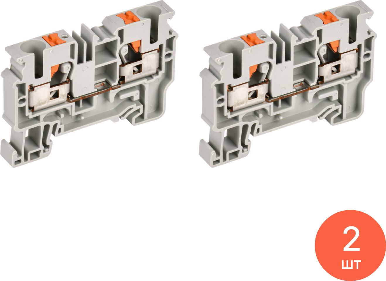 Клемма для проводов IEK / ИЭК СР Push-In 10мм2 корпус огнеупорный пластик, серый 62.75х8мм, 1шт. / зажим (комплект из 2 шт)