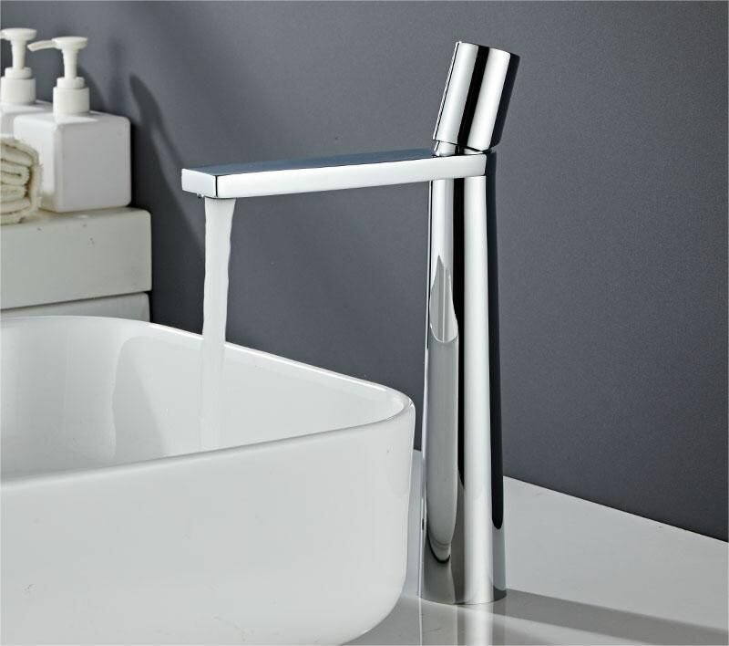Высокий смеситель для накладной раковины в ванной. Смеситель для умывальника. Кран для раковины чаши в ванной. Кран для умывальника. -J