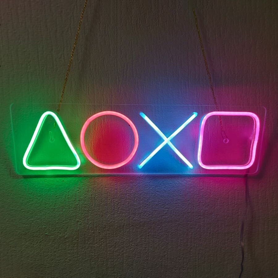 Неоновая вывеска Play station / Размеры: 500х140 мм