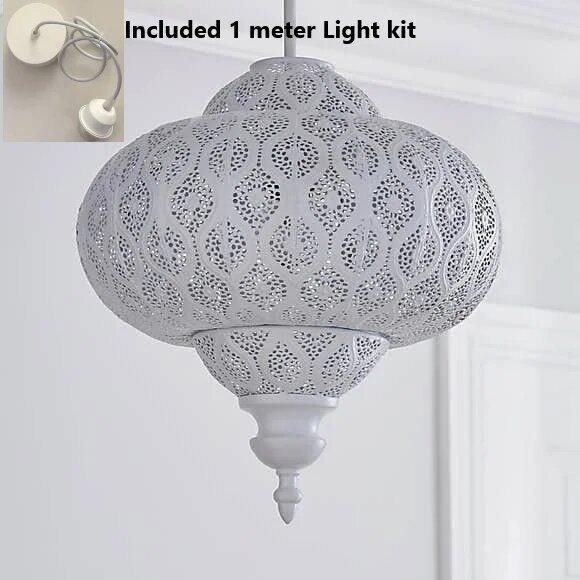 Абажур белый с комплектом освещения Lucena Fretwork