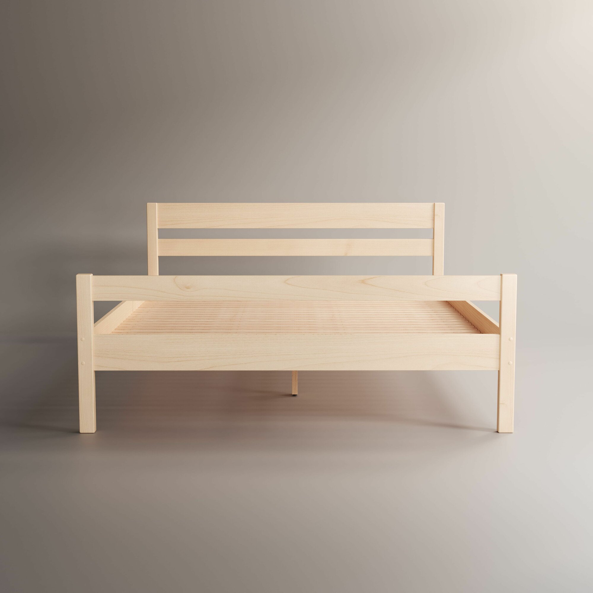 Кровать двуспальная, 140х190 см, Hansales, деревянная, из массива березы, двуспальная, с изножьем, цвет береза