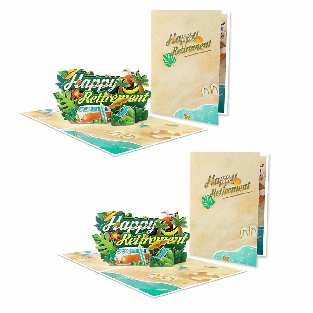 2 набора пляжных открыток для выхода на пенсию 3D поздравительные открытки
