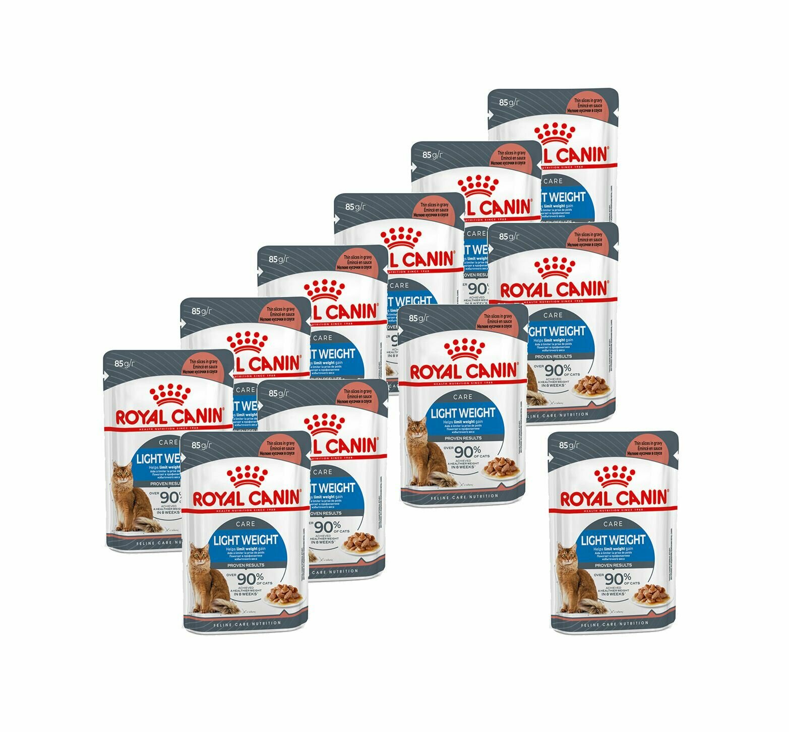 Royal Canin Light Weight Care влажный корм для взрослых кошек для профилактики избыточного веса мелкие кусочки в соусе, в паучах - 85 г х 12 шт.