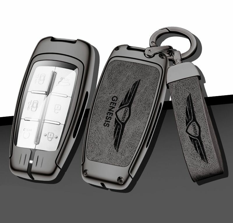 Чехол-брелок для автомобильного ключа Genesis GV70 G80 GV80 G90 металлический с пряжкой