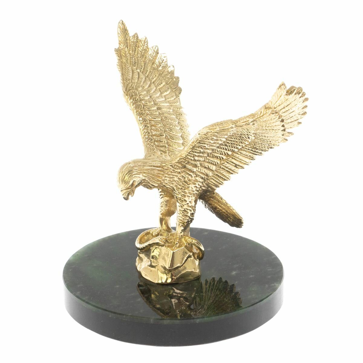 Бронзовая статуэтка "Орел" на нефрите и долерите 9х9х10 см 128923