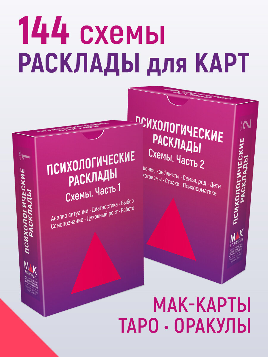 Психологические расклады. Карточки со схемами. 2 колоды, 144 схемы
