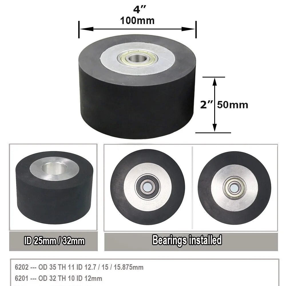 Диаметр. Детали шлифовальной машины с гладким резиновым контактным колесом 50–200 мм 6202 installed 15, 100x50mm