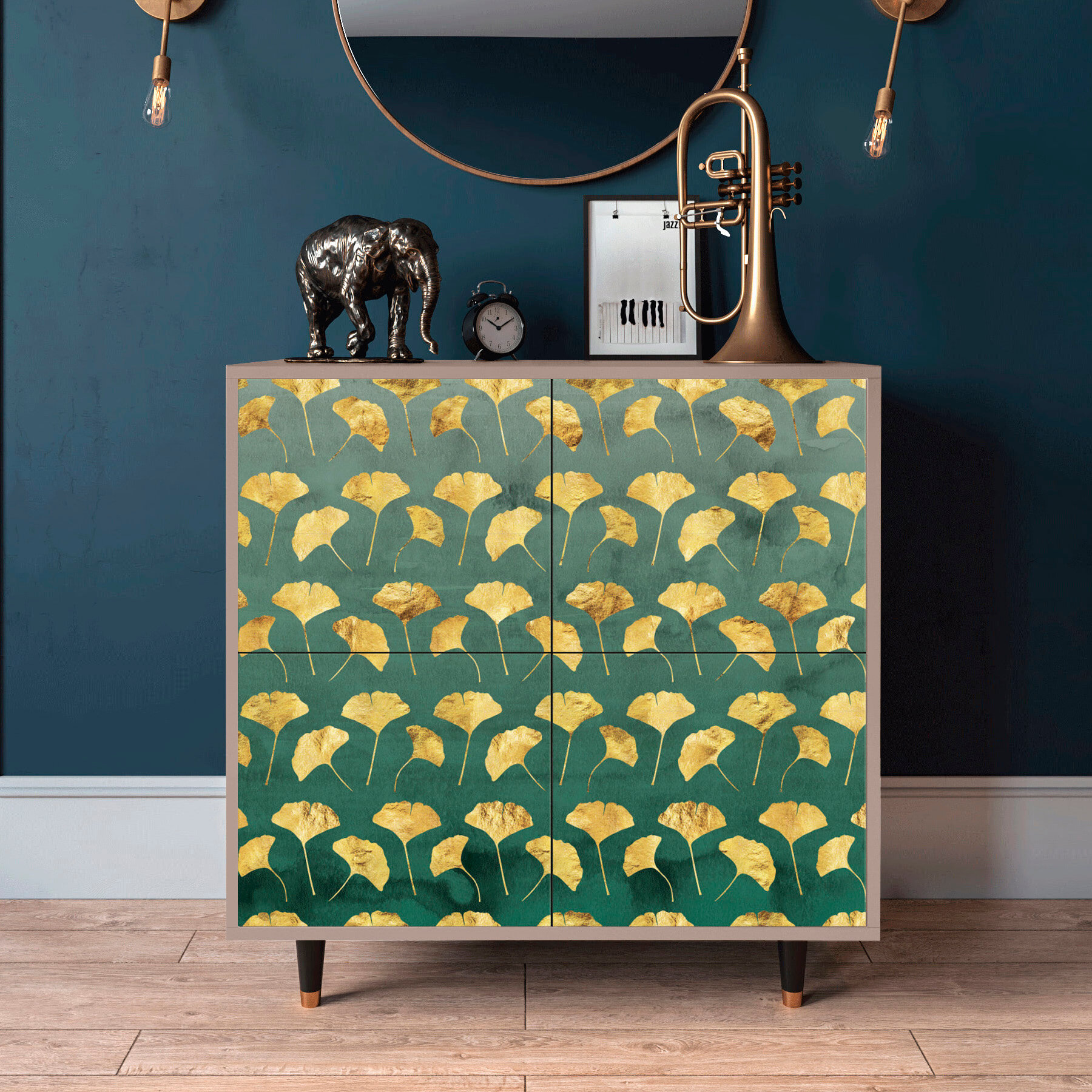 Комод - STORYZ - BS3 Gingko leaves, Размер - 94 x 96 x 48 см, Цвет корпуса - Бежевый